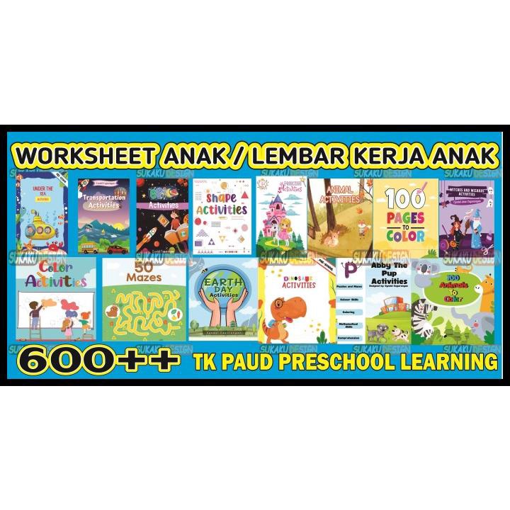 Jual GRATIS ONGKIR WORKSHEET PRINTABLE AKTIVITAS ANAK USIA 2-6 TAHUN TK ...