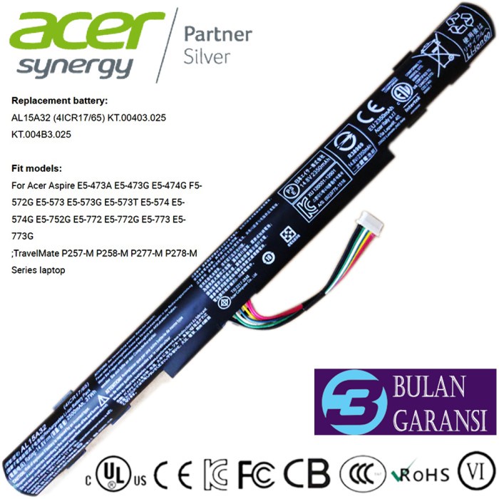Jual Baterai Battery Acer Aspire E5 473 E5 473G E5 422 E5 573 AL15A32 ...