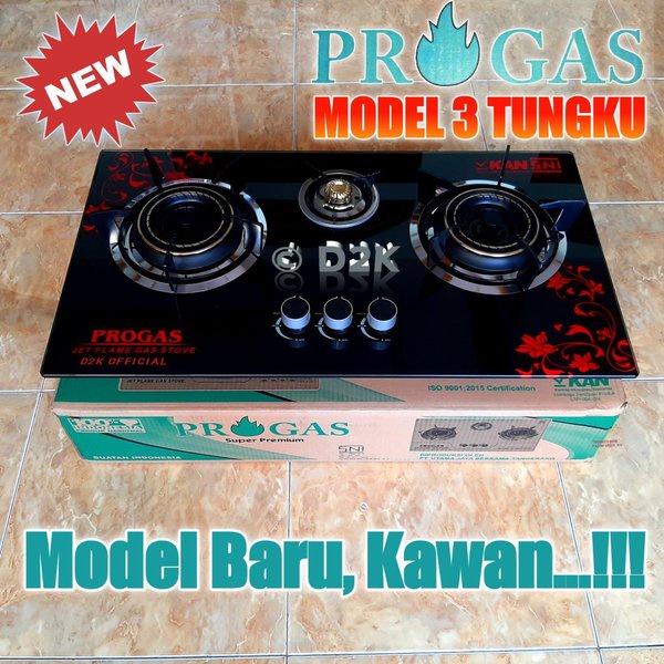 Jual PROGAS PG-333 Kompor Gas Tanam Biasa 3 Tungku Body Kaca -mewah -elegan | Shopee Indonesia