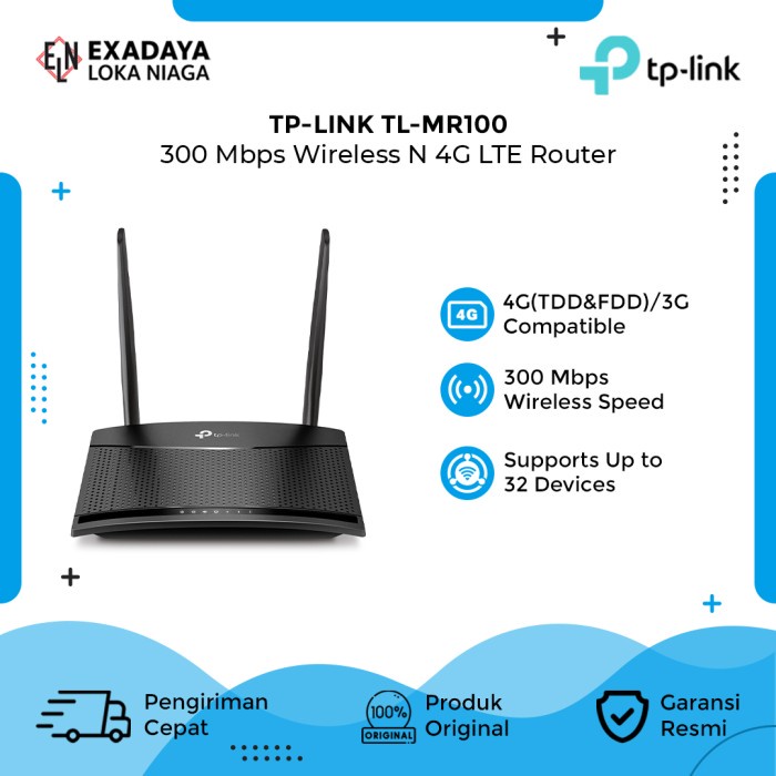 Jual TP-Link TL-MR100 300 Mbps Wireless N 4G LTE Modem Router | Shopee ...