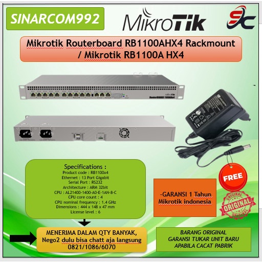 Jual Mikrotik Routerboard RB1100AHX4 Rackmount / Mikrotik RB1100A HX4 ...