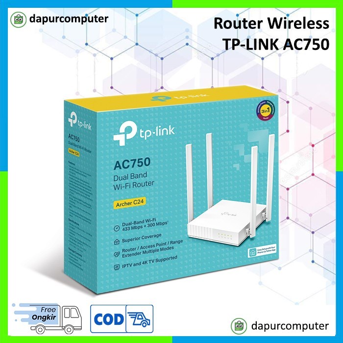 Jual Router Wireless Tp-Link Archer C24 AC750 Dual-Band Wi-Fi Router ...