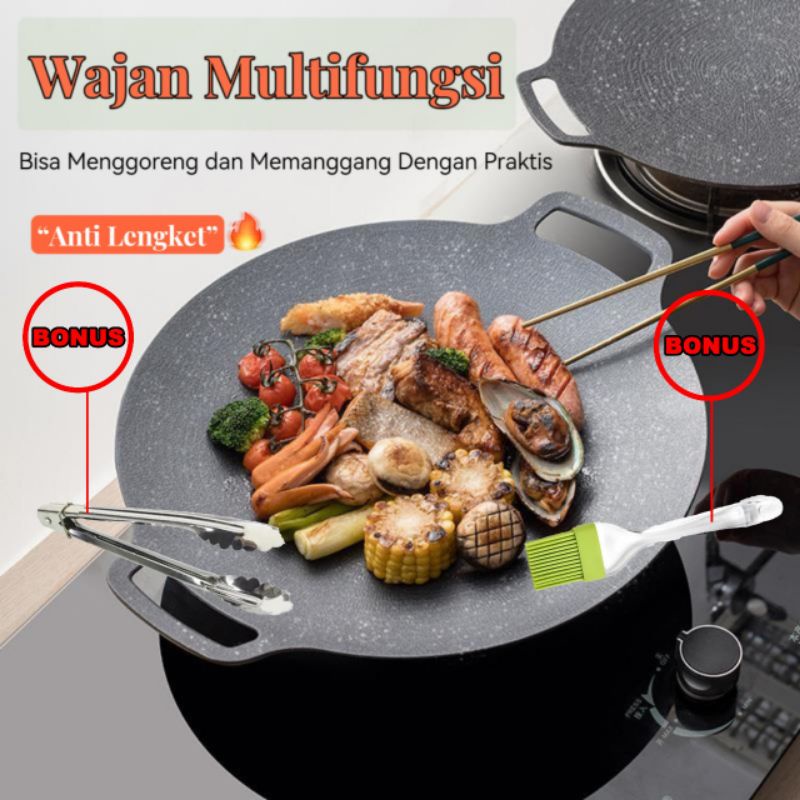 Jual PPLUS Wajan konduksi anti Lengket 34cm Bonus Jepitan+kuas/wajan ...