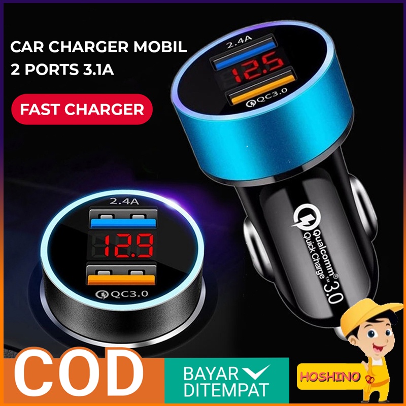 Jual HOSHINO Car Charger Colokan Charger Mobil 2 Ports 3.1A 12V-24V ...