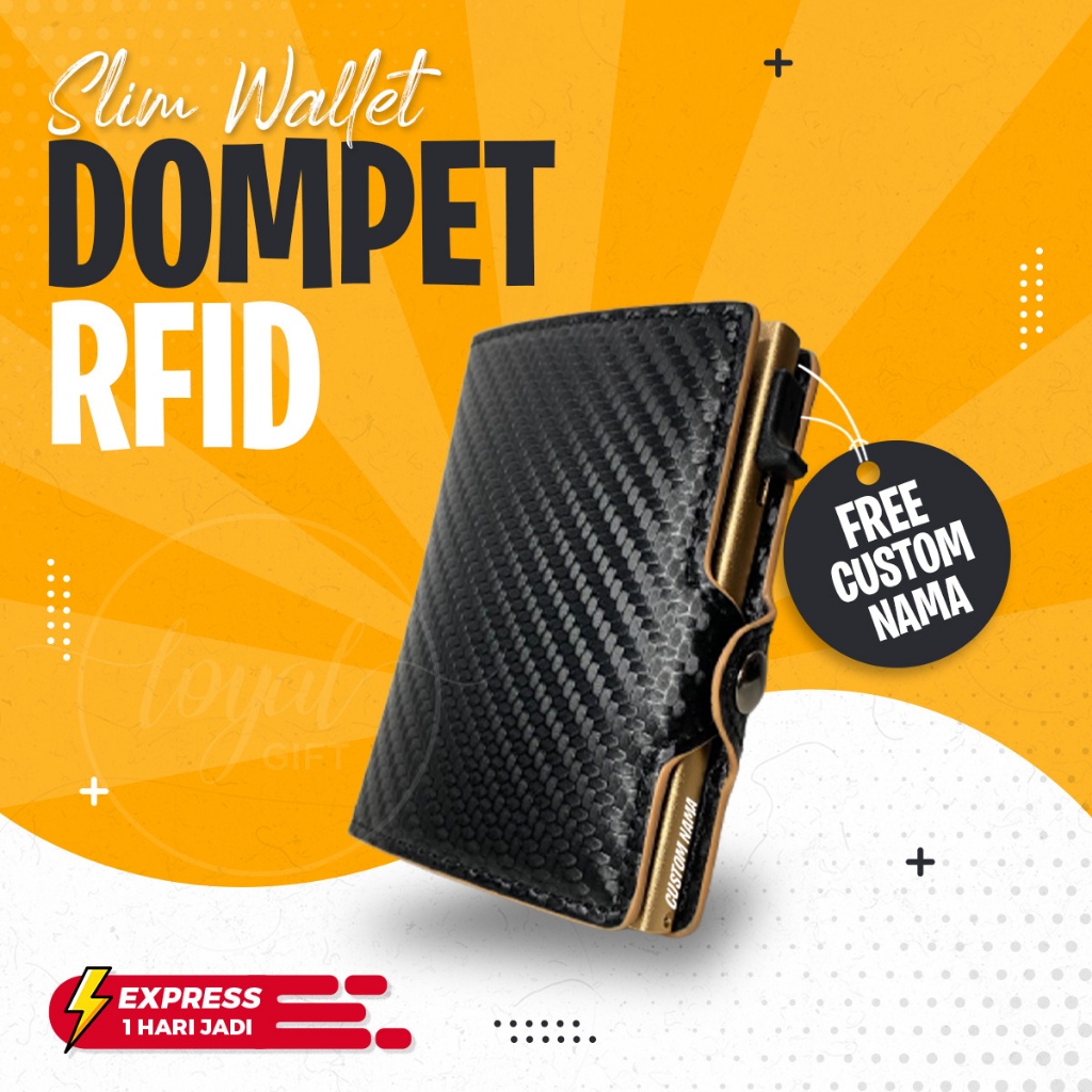 Jual [EXCLUSIVE] MODEL TERKINI Dompet Kartu RFID Carbon Asli Gold (Side ...