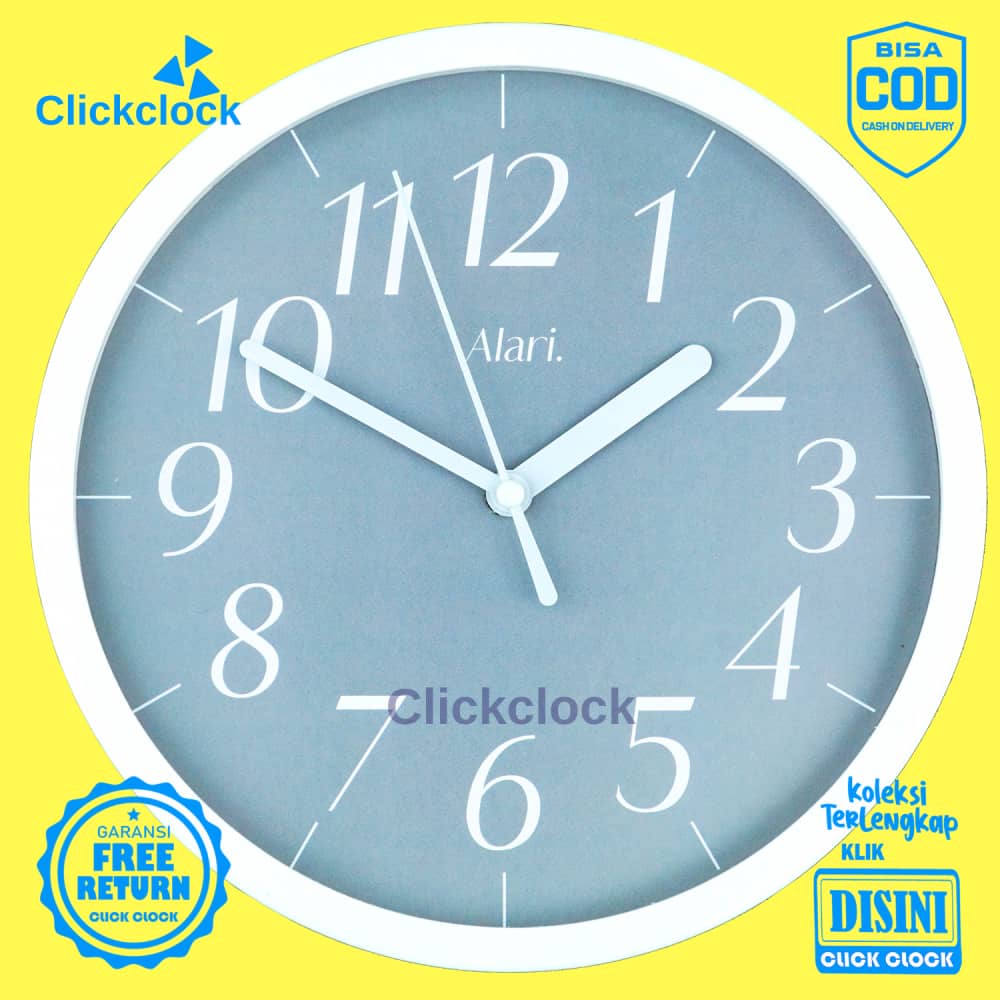 Jual Jam Dinding Quartz Minimalis Abu Alari AL1115-1668 Besar Hiasan ...