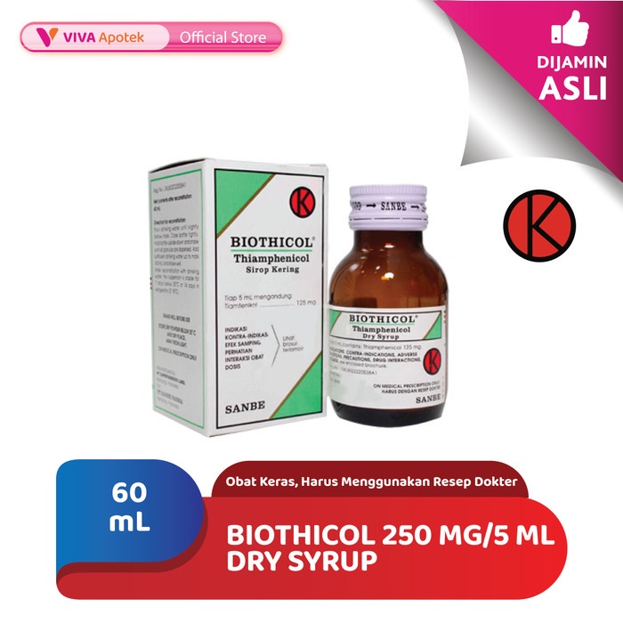 Jual Biothicol 250 mg/5 ml Dry Syrup / Thiamphenicol / Antibiotik (60 ...