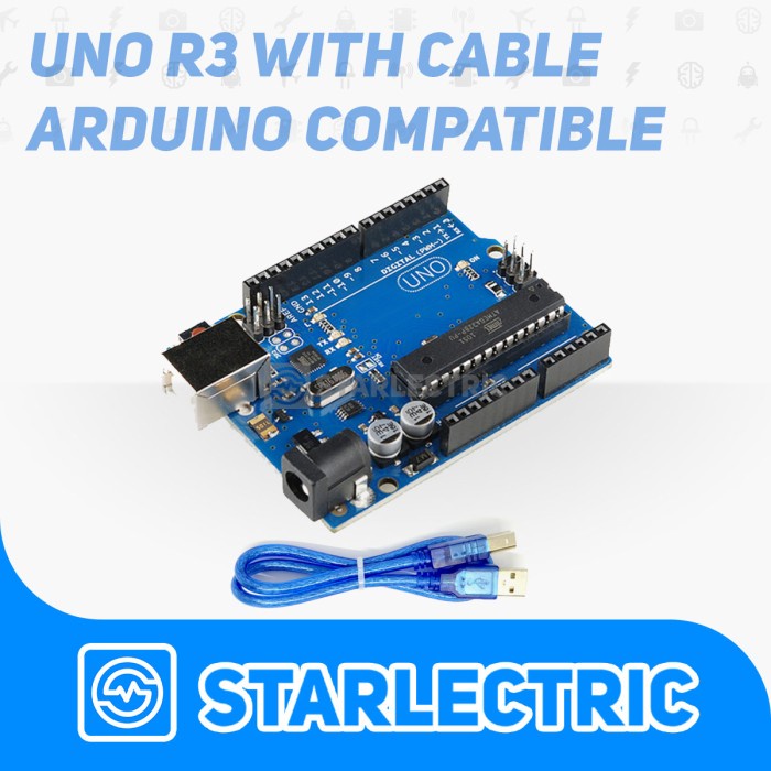 Jual Uno R3 DIP with Cable Uno Compatible Atmega328p dengan kabel ...