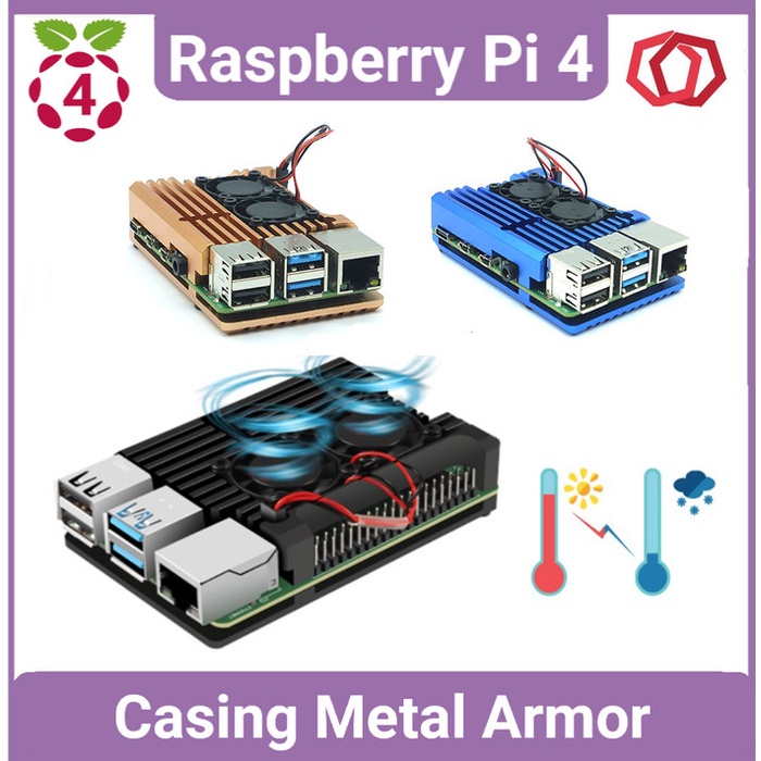 Jual Metal Case Raspberry Pi 4 Model B Casing Aluminium Alloy Dual Fan | Shopee Indonesia