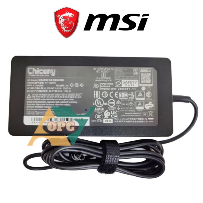 Jual Adaptor Adapter Charger 20V 6A 120W For MSI GF63 Thin MS-16R5 MS ...