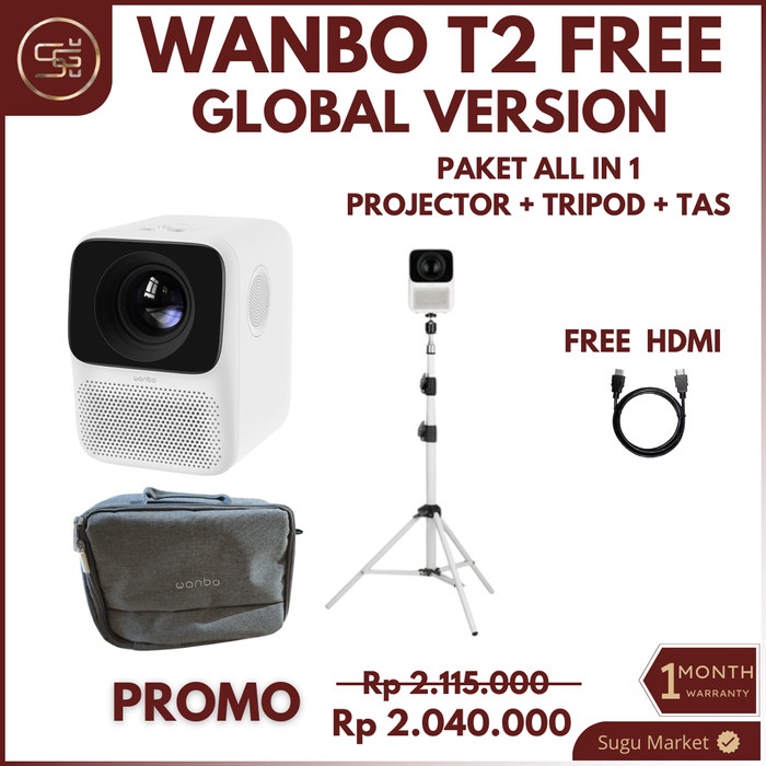 Jual PROYEKTOR WANBO T2 FREE 150 ANSI LUMENS 1080P PROJECTOR MINI ...