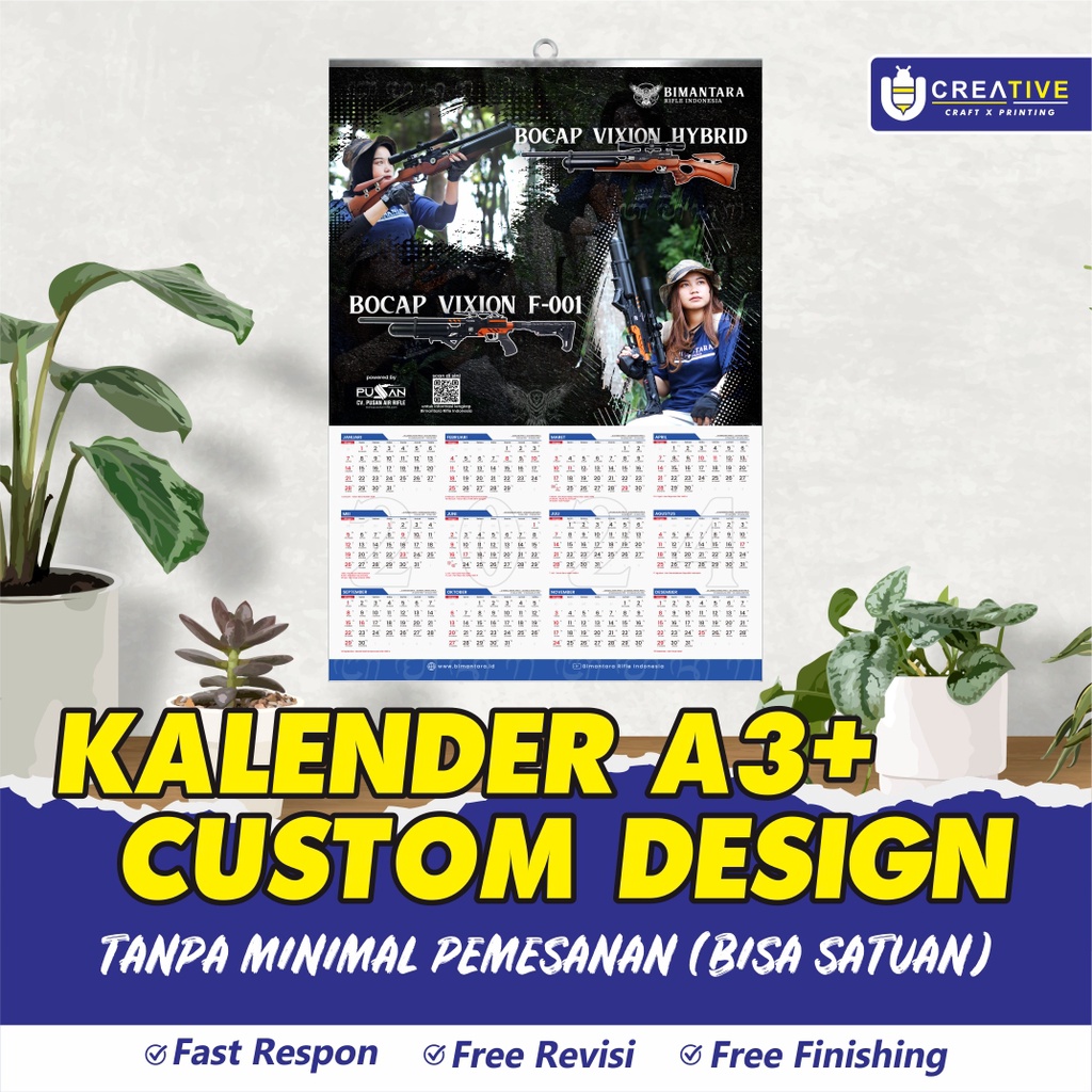 Jual Kalender Dinding A3+ Custom Design (1 Lembar, 12 Bulan) | Shopee Indonesia