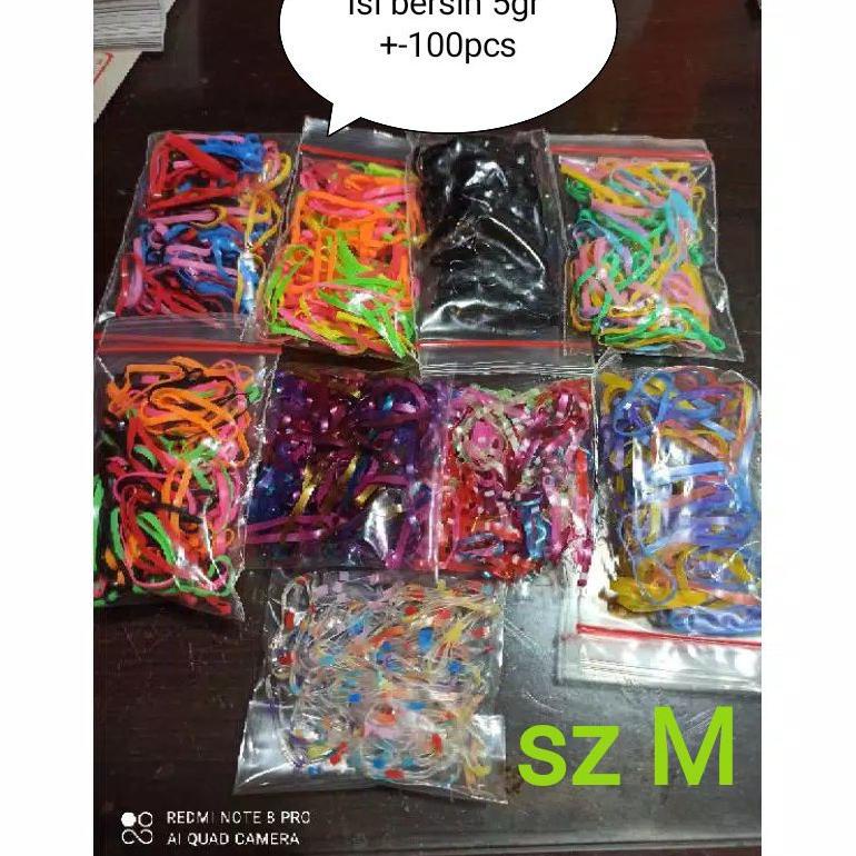 Jual Karet rambut jepang sz M 5gr +-100pcs (byk pilihan warna) | Shopee ...