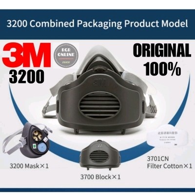 Jual MASKER 3M 3200 SET HALF FACE MASK RESPIRATOR SINGLE CARTRIDGE FULL ...