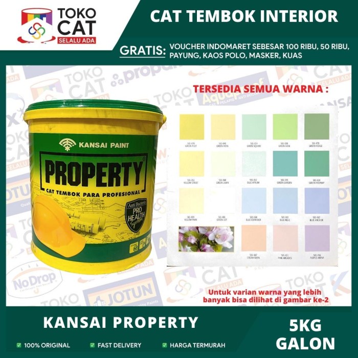 Jual CAT TEMBOK INTERIOR KANSAI PAINT PROPERTY WARNA PUTIH 5 KG GALON ...