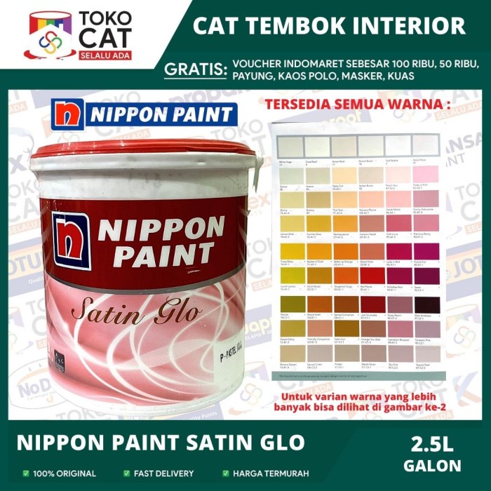 Jual Cat Tembok Dalam Nippon Paint Satin Glo Warna Putih /Cat Dinding ...