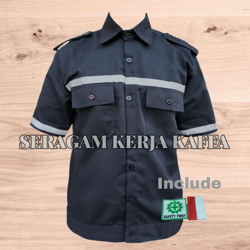 Jual Wearpack Safety Seragam Kerja seragam Bengkel Baju Lengan pendek Hitam Premium Kemeja ...