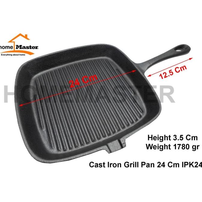 Jual HomeMaster Cast Iron/Besi Cor Square/Kotak Grill Pan 24 Cm IPK24 ...