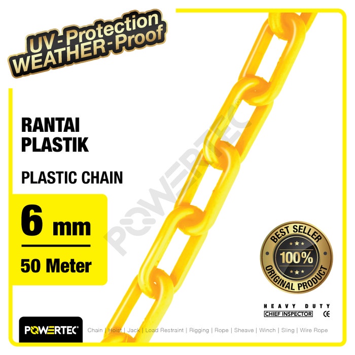 Jual [Ori] Rantai Plastik Pvc 6Mm X 50M Plastic Chain Powertec - Kuning ...