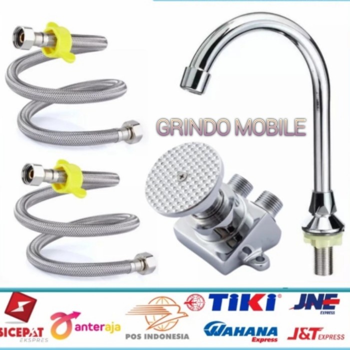Jual [Original] Kran Washtafel Leher Angsa 1/2 InchKran Injak Bulat2 ...