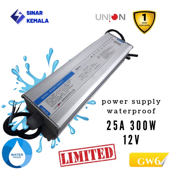 Jual Ori Power Supply Union 12 Volt 300 Watt 25A Ip68 Trafo Waterproof ...