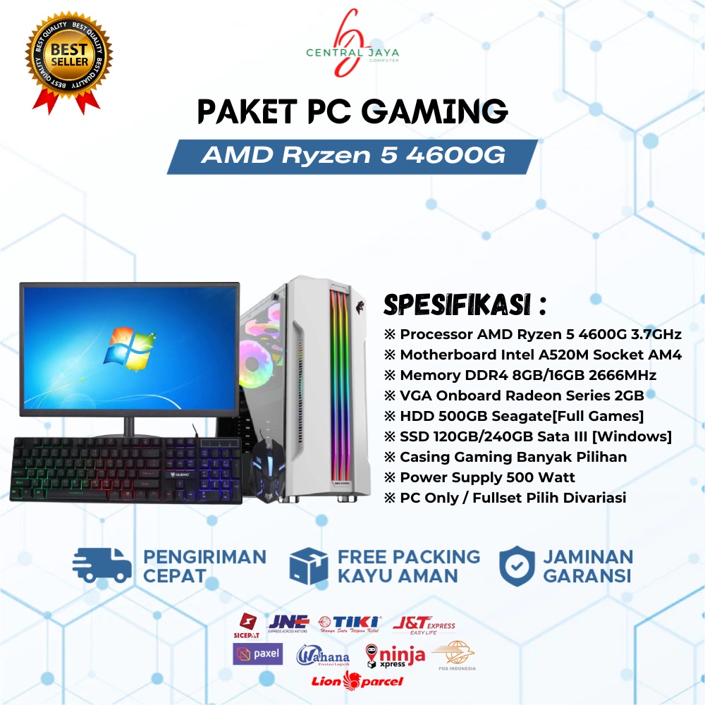 Jual Pc Gang Fullset Amd Ryzen 5 4600G Ram 16Gb Ssd - Hdd Monitor 19 ...