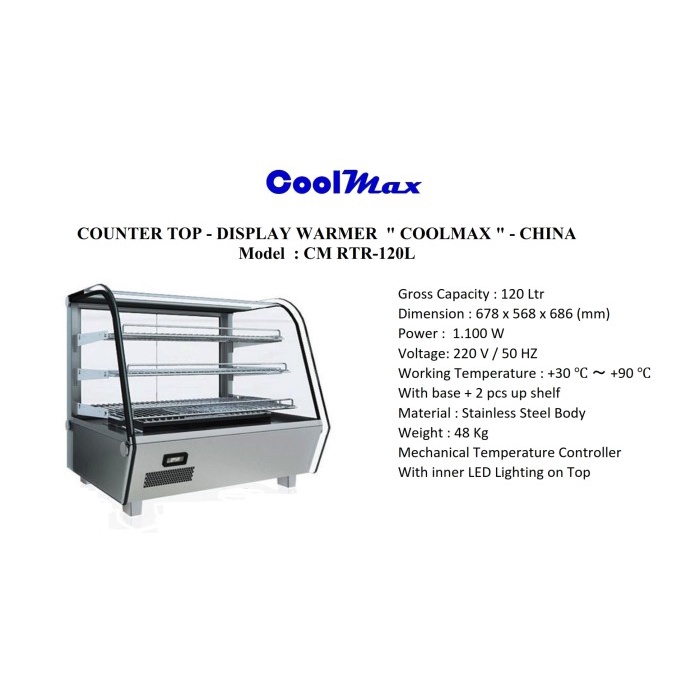 Jual [Baru] Coolmax Counter Top Display / Table Top Showcase Warmer Cm ...
