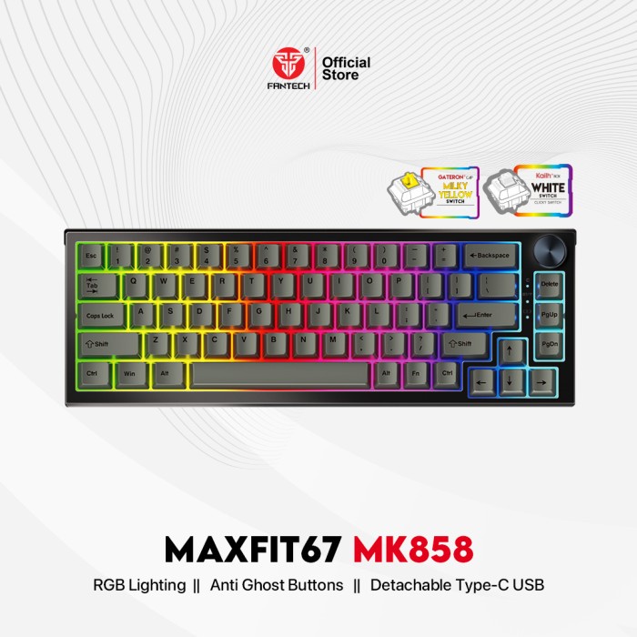 Jual Fantech MAXFIT67 Wireless HITAM Hotswapable Mechanical Keyboard ...