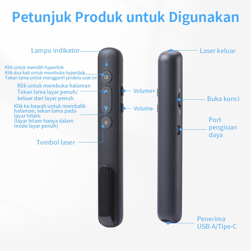 Jual Laser Pointer Wireless Pointer Presentasi Ppt Presenter Usb Rechargeable Laser Remote ...