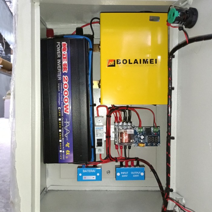 Jual box panel backup 2000W otomatis ATS aki 200AH-400AH backup listrik ...