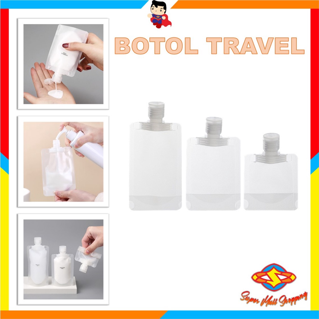 Jual SMS Travel Pouch Botol Refill Transparan Shower Gel Shampoo ...