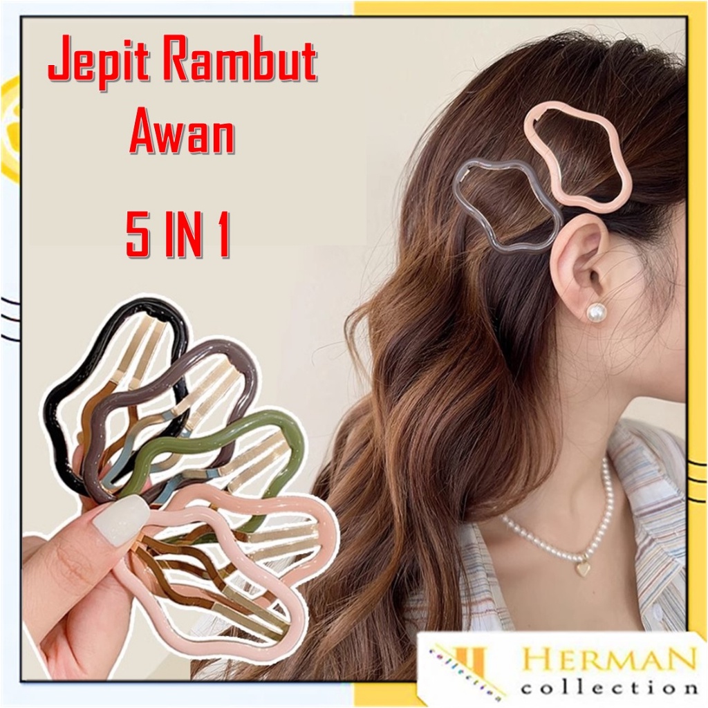 Jual HC Jepit Rambut Wanita Korea Bentuk Awan 5in1 Jepit Rambut ...