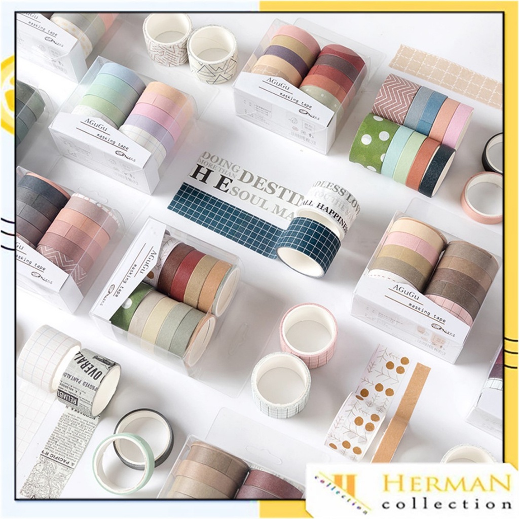 Jual HC Masking Tape Set 10Pcs Essential Collection Basic Pattern Isi ...