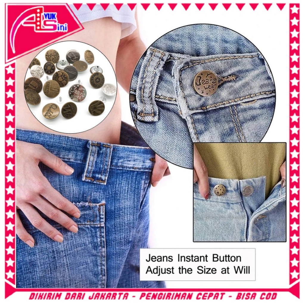 Jual AS Kancing Jeans Logam Tusuk Simple Adjustable Kancing Celana ...