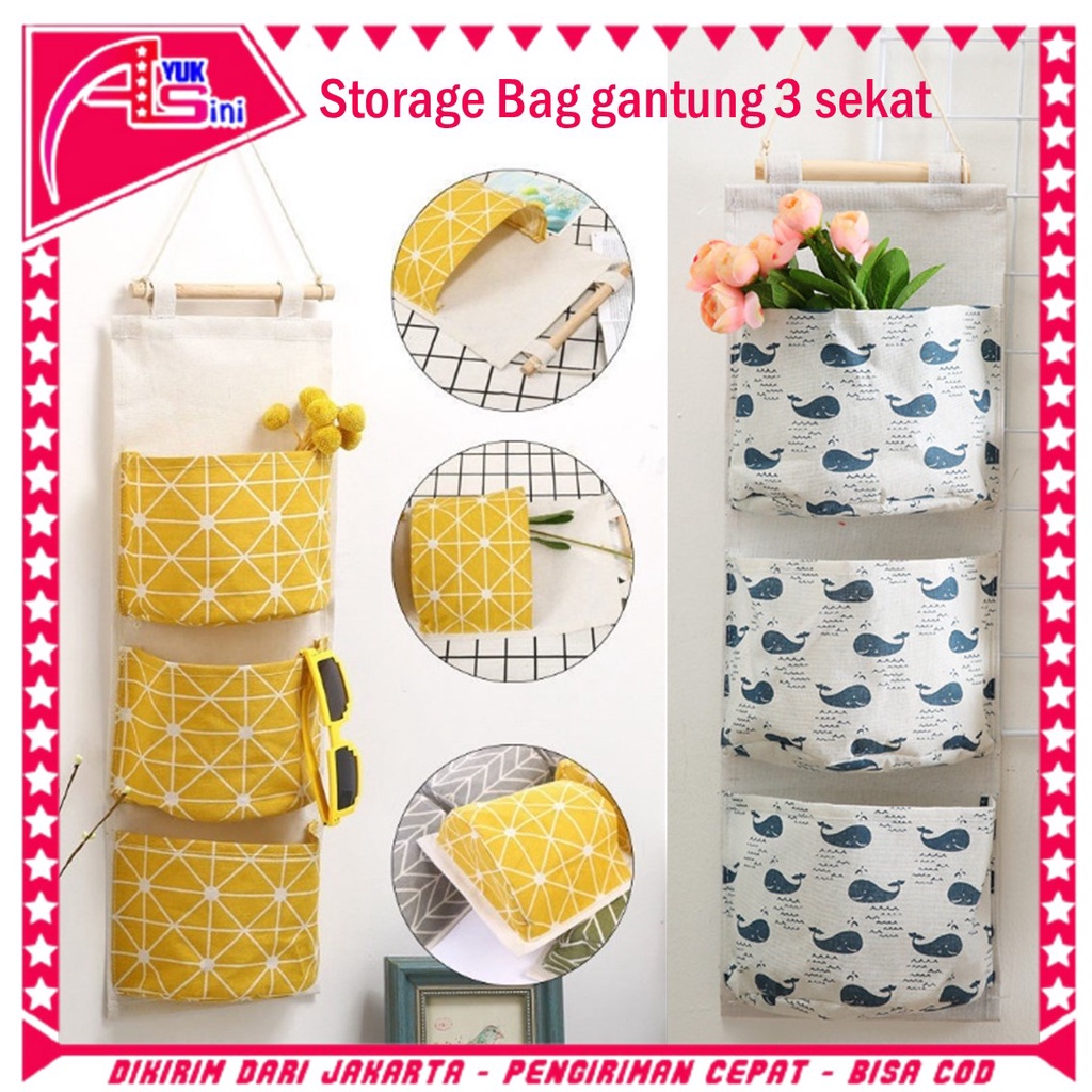Jual AS Organizer Korea 3 sekat serbaguna Storage Bag gantung 3 sekat ...