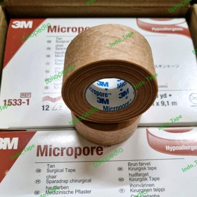 Jual 3M 1533-1 Plester Kulit Micropore 1inch / Plester Luka Warna ...