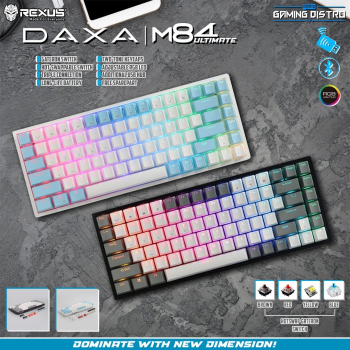 Jual Rexus Daxa M84 Pro Bluetooth Mechanical Keyboard - Rexus Daxa M84 ...