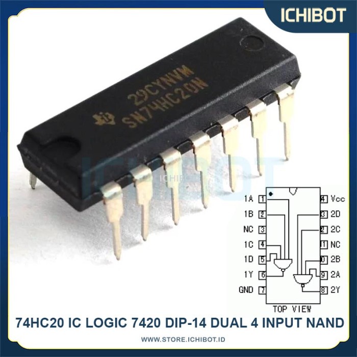 Jual 74HC20 IC Logic 7420 DIP-14 Dual 4 Input NAND Gate | Shopee Indonesia