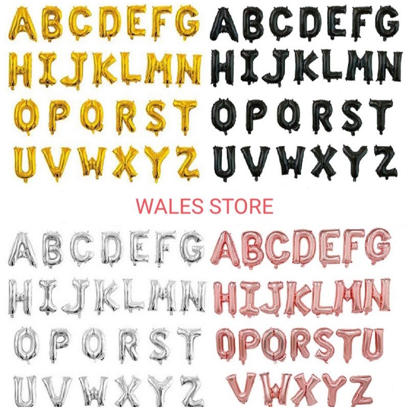 Jual BALON FOIL HURUF ABJAD ALPHABET A-Z/BALON FOIL ANGKA ALPHABET 0-9 ...
