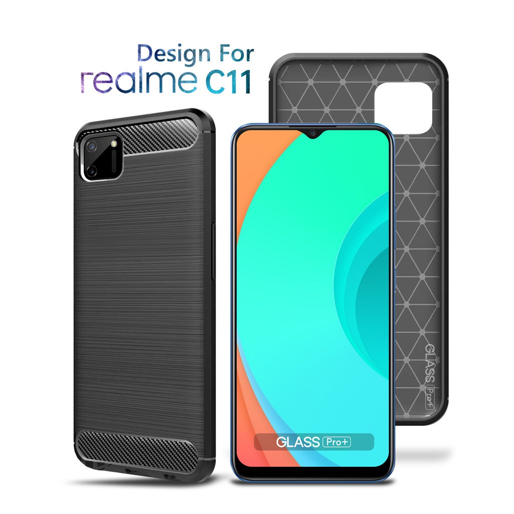 Jual Glass Pro Premium Carbon Case Realme C11 Black - Soft Case ...