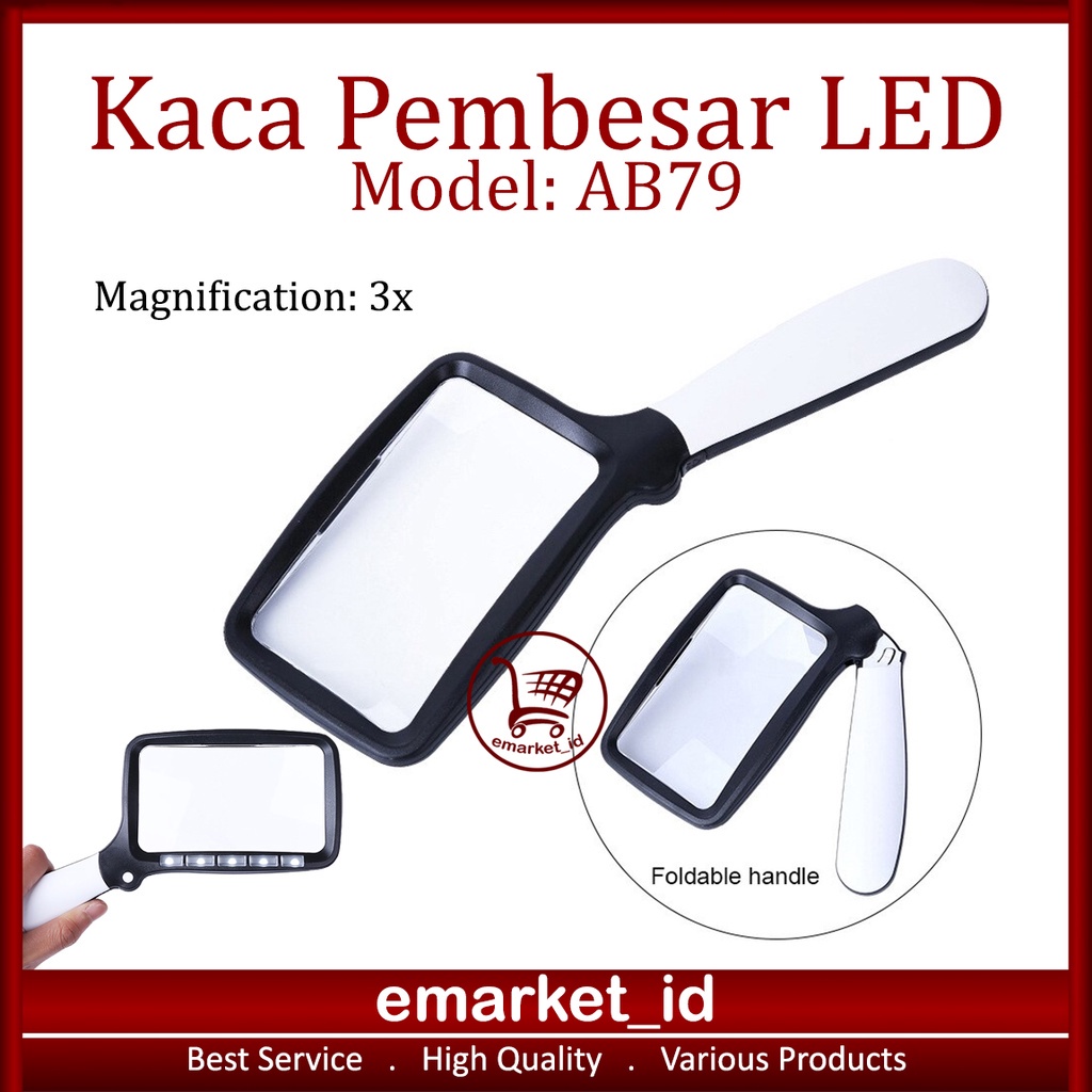 Jual Kaca Pembesar LED AB79 / Lampu Lup Lensa Magnifier Handheld / Membaca Perhiasan Komponen ...