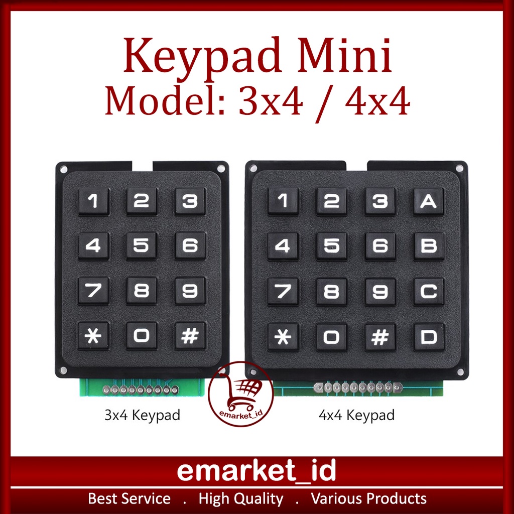 Jual Keypad Mini 3x4 4x4 / Keyboard Pertamini Numeric POM Matrix Matriks 16 Key Array Karet ...