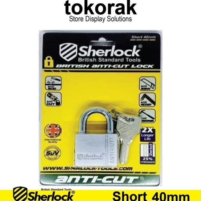 Jual TERBARU GEMBOK SHERLOCK ANTI CUT 40 MM PENDEK GUDANG RUKO KANTOR ...
