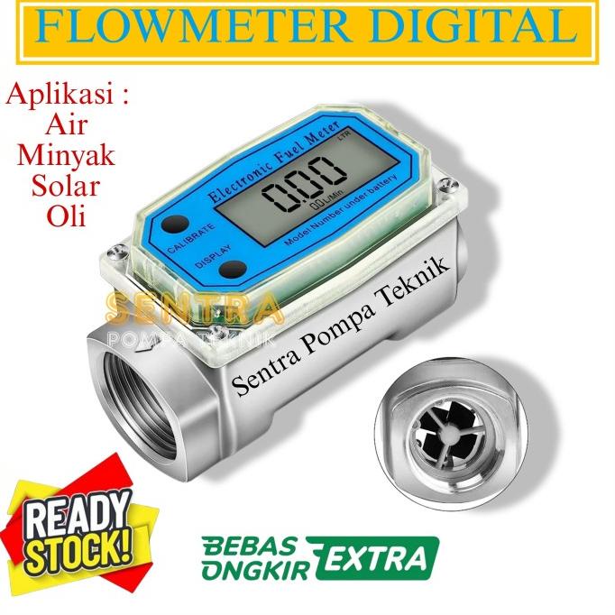 Jual Digital Flow meter Turbine 1 inch Flow meter Air/Solar/Minyak ...