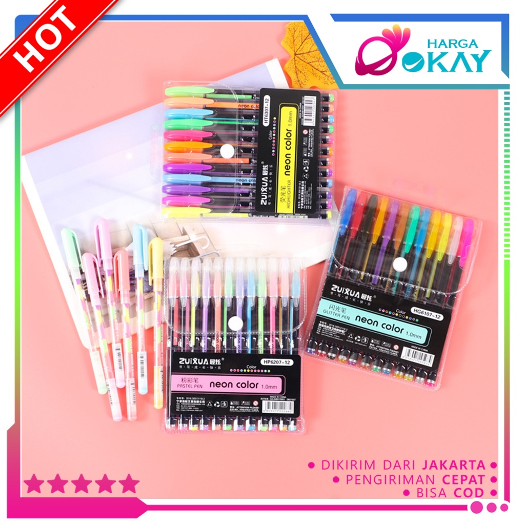 Jual HO Highlighter Penanda Buku Warna Warni Ujung Lembut Pena Glitter ...