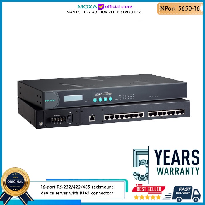 Jual MOXA Nport 5650-16-port RS-232/422/485 rackmount serial device server | Shopee Indonesia
