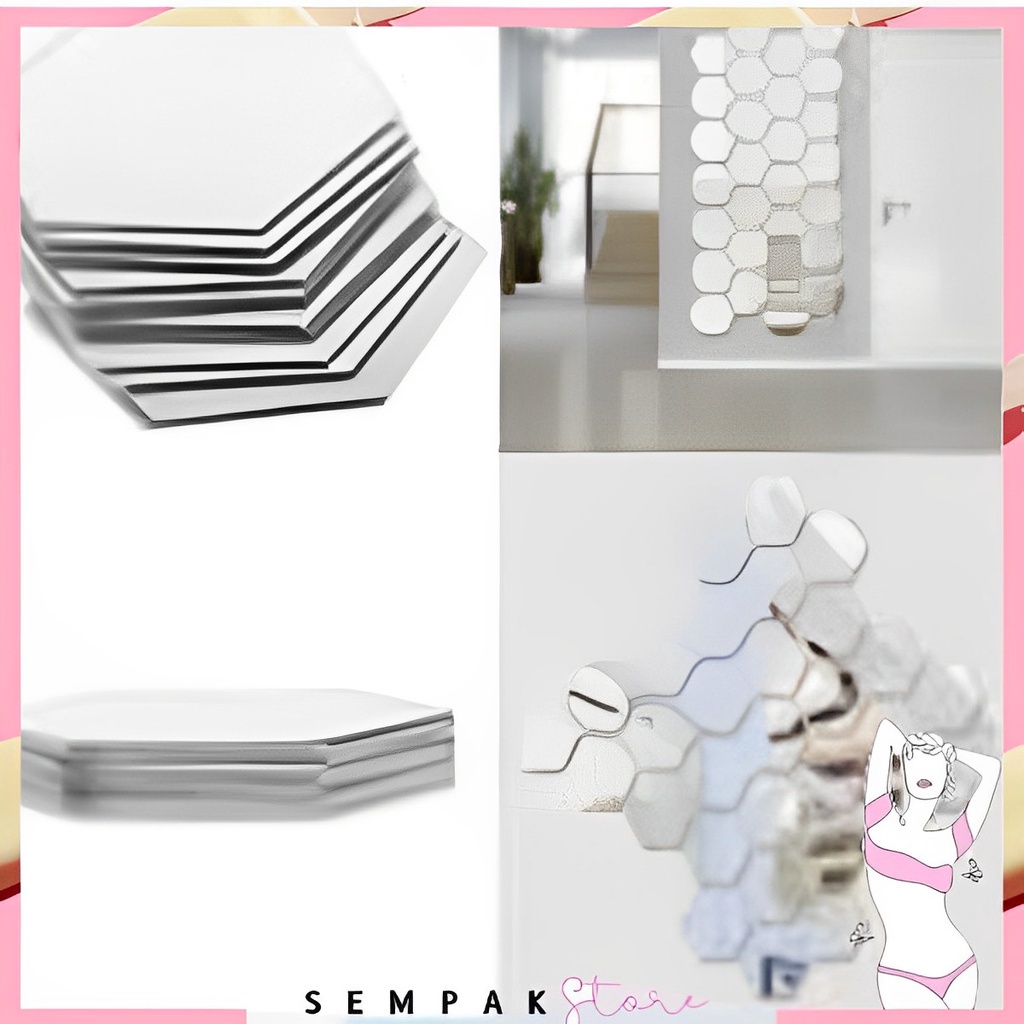 Jual SS Stiker Cermin Dinding Anti Pecah Segi Enam Tempel Sticker Kaca ...