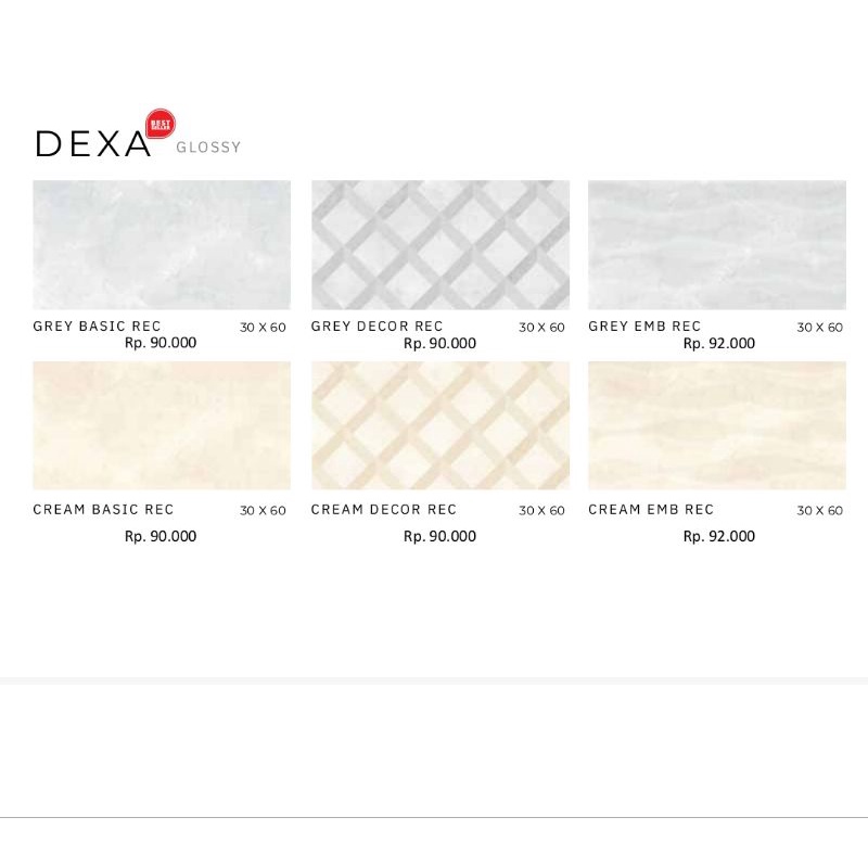 Jual Keramik Glossy Dexa Grey & Cream Basic/Grey & Cream Emb/Grey ...