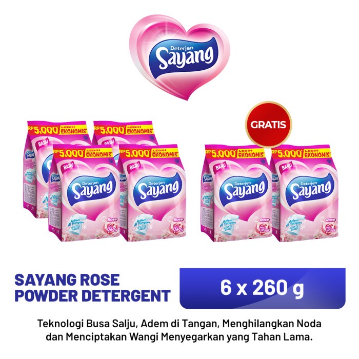 Jual [Buy 4 Get 2 Free] Sayang Rose Powder Detergent 260 GR | Shopee ...
