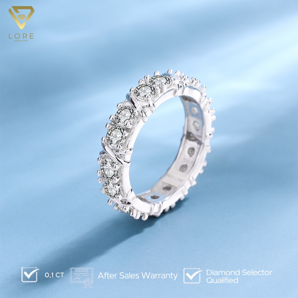 Jual Lore Jewellery - Cincin Moissanite Lapis Emas 18K - Evangeline Silver Moissanite Ring 0.1 ...